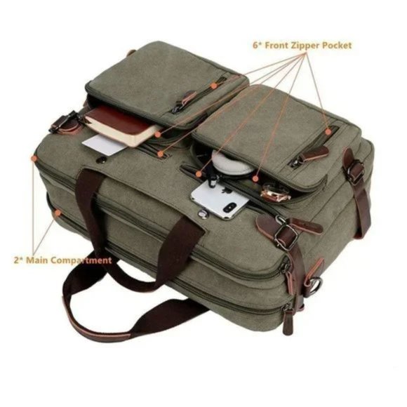 Boutique | Bags | Hp New Convertible Briefcase Backpack Green | Poshmark